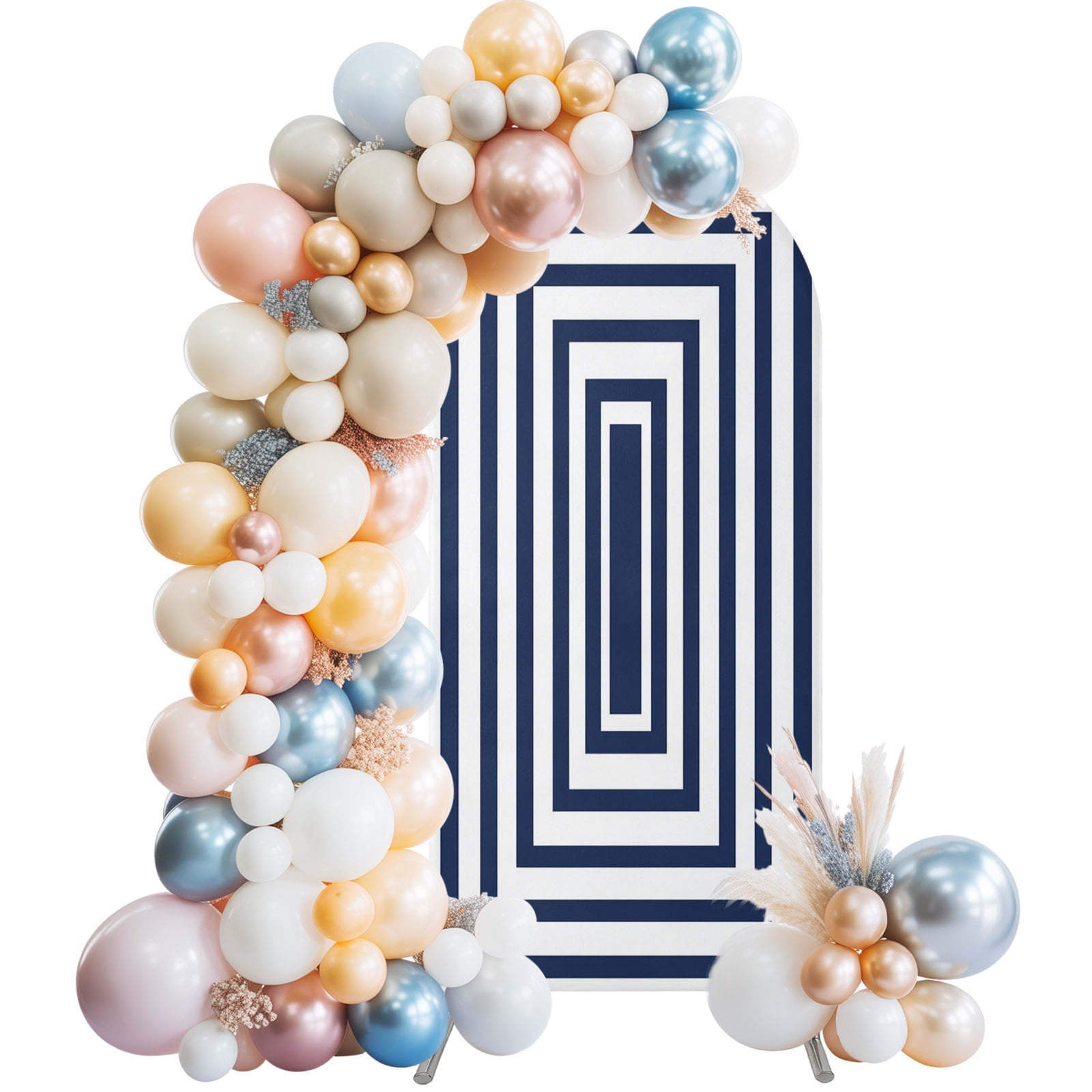 Abstract Art Wedding Arch Cover 6.6Ft Modern Blue Concentric Squares ...