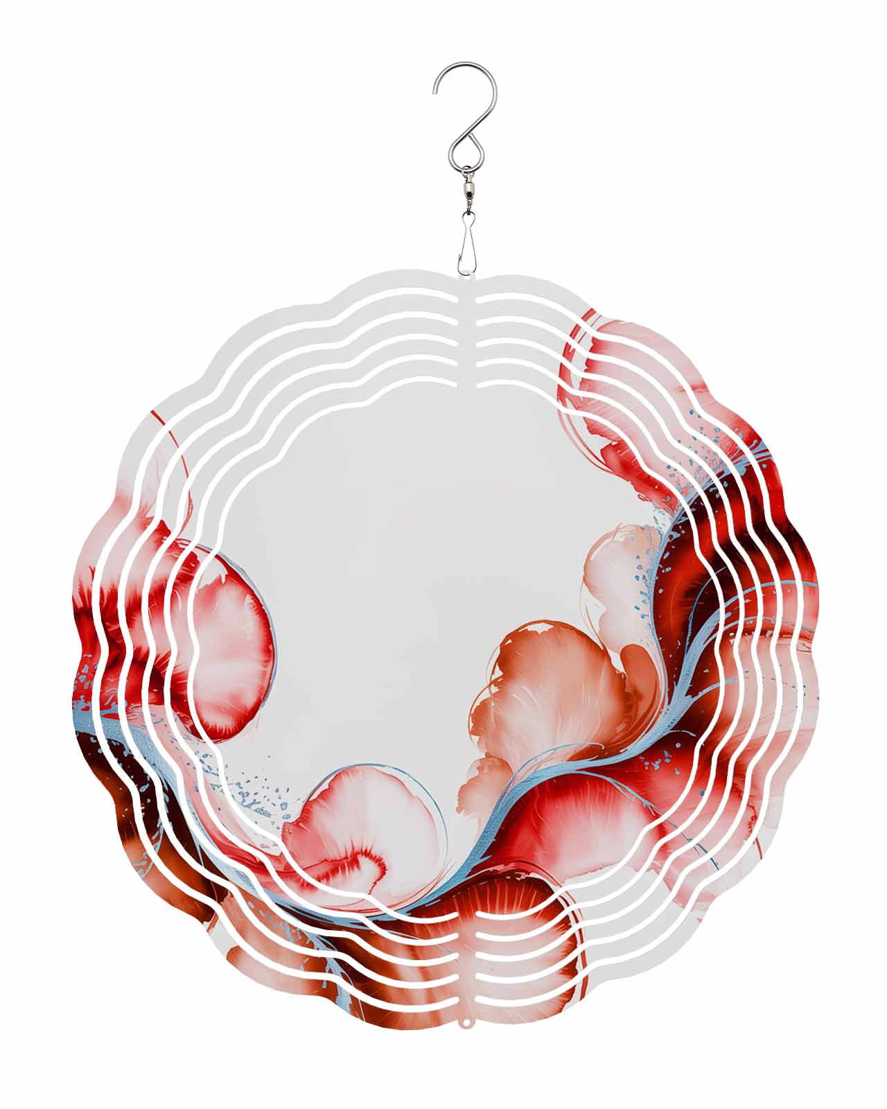 Abstract Art Wind Spinner for Garden Yard 12In, Watercolor Red Water ...