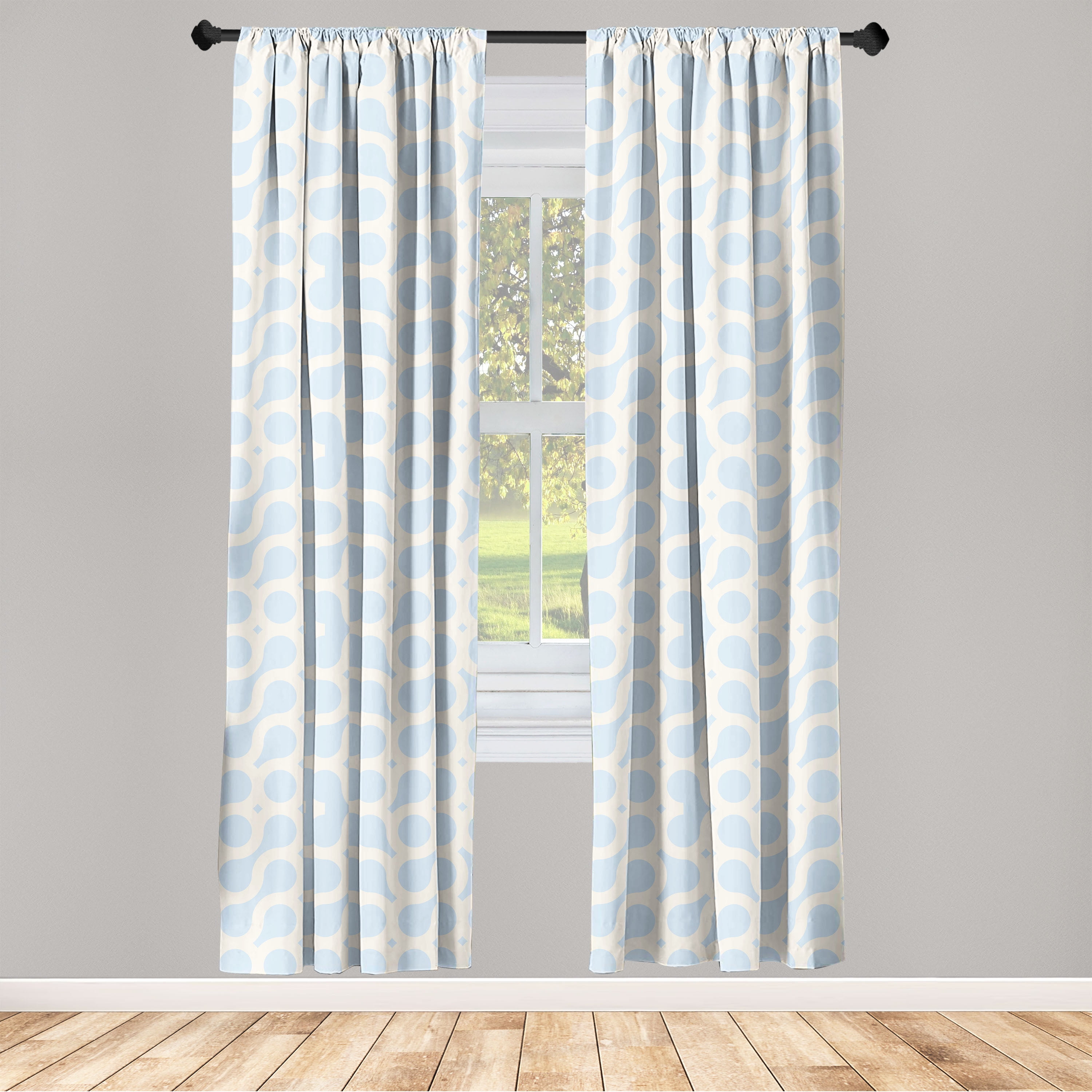 Abstract Art Window Curtains, Geometric Vibes Round Shapes Simple ...