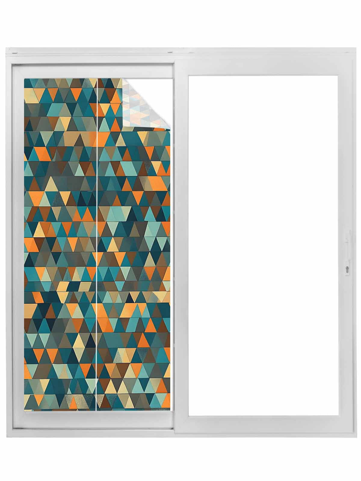 Abstract Art Window Privacy Film, Geometric Modern Art Orange Teal ...