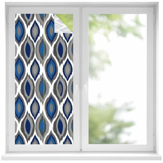 Abstract Art Window Privacy Film, Modern Diamond Patterns Blue White ...
