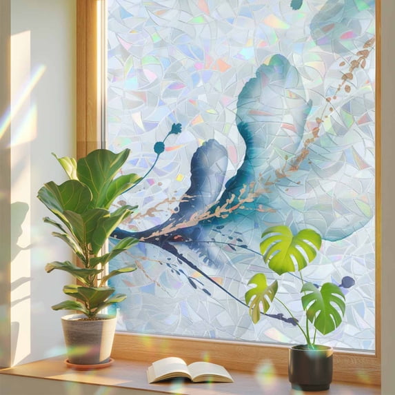 Abstract Art Window Privacy Film, Watercolor Blue Water Wave Gradient ...