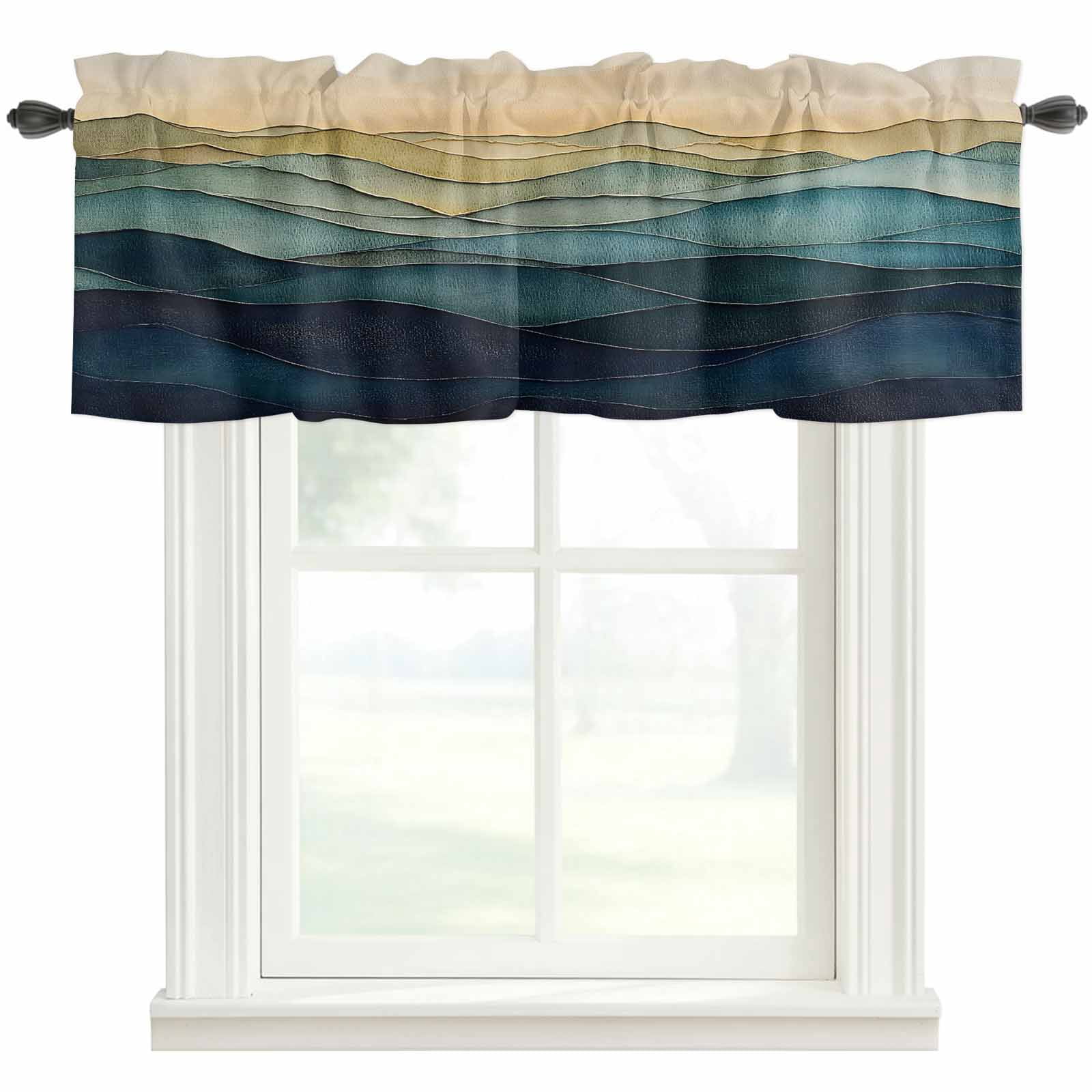 Abstract Art Window Valance Curtain Beautiful Landscape Rod Pocket ...