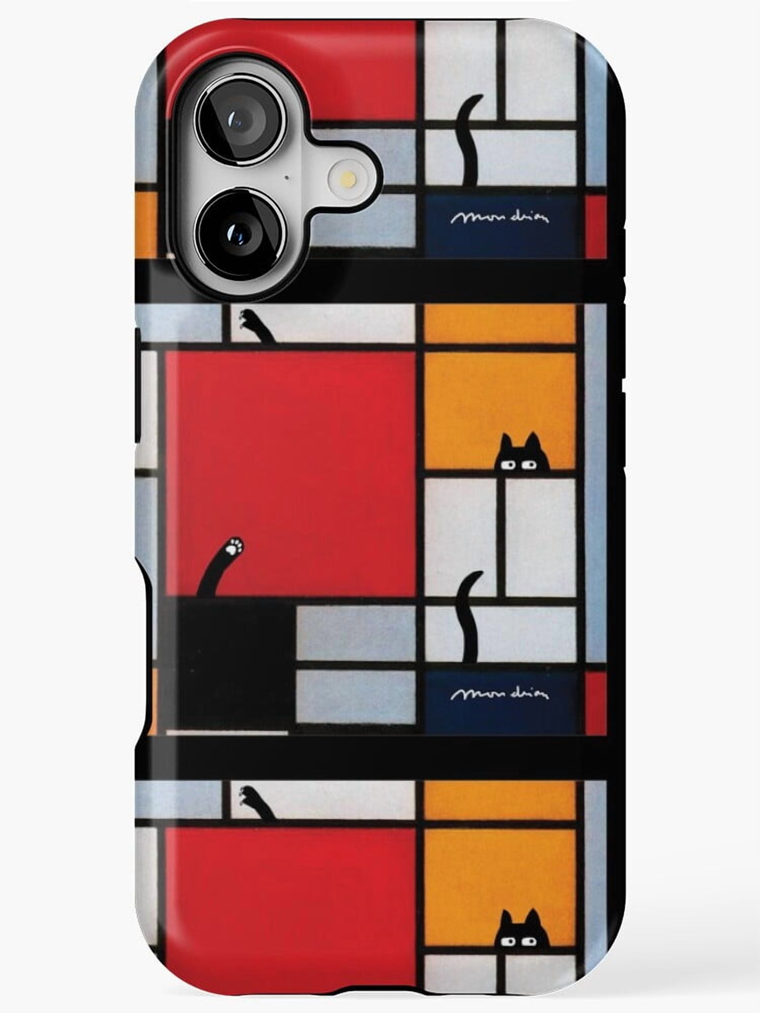 Abstract Art With Cat Cartoon Phone Case for iPhone 11 12 13 14 15 16 ...