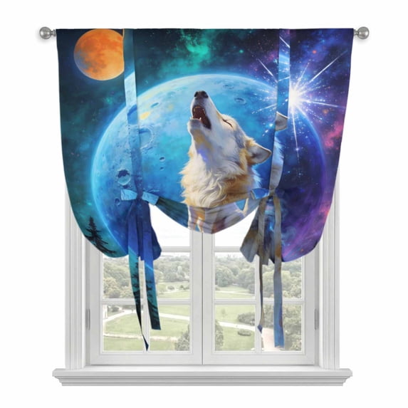 Abstract Art Wolfs Tie Up Curtains for Window, Thermal Insulated ...