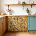 Abstract Artistic Cabinet Curtains 28" W x 35" L Yellow Ink Splashes ...