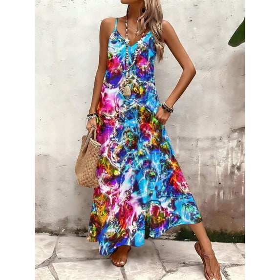Abstract Artistic Pattern 3D All-Over Print Womens V-Neck Cami Maxi ...