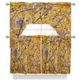 Abstract Artistic Swag Valance and Tier Set of 3, Yellow Ink Splashes ...