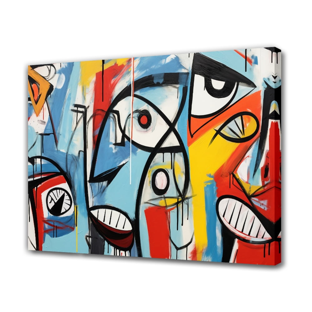 Abstract Artwork Displays a Series Of Vibrant Disjointed Facial ...