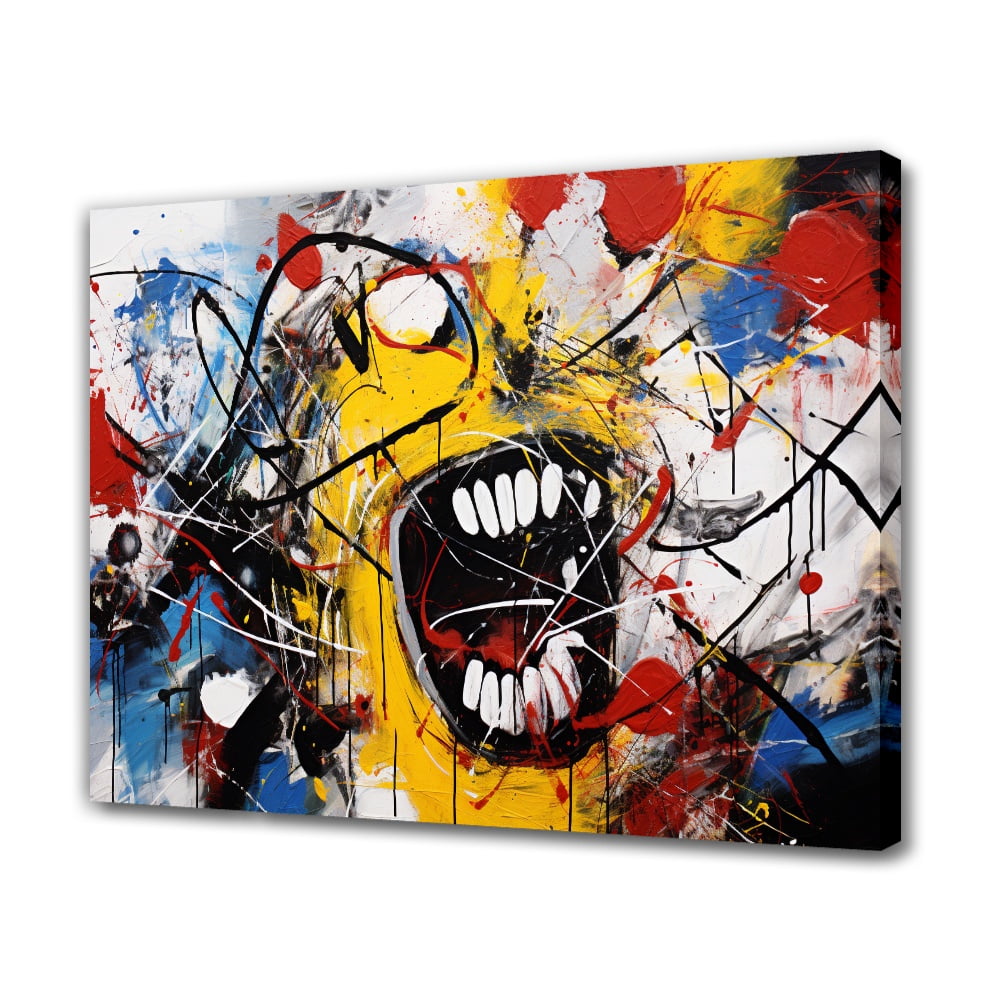Abstract Artwork Features An Open Mouth With Teeth Poster Decorative ...