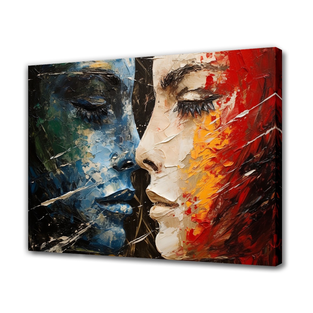 Abstract Artwork Features Two Female Facial Profiles Poster Decorative ...