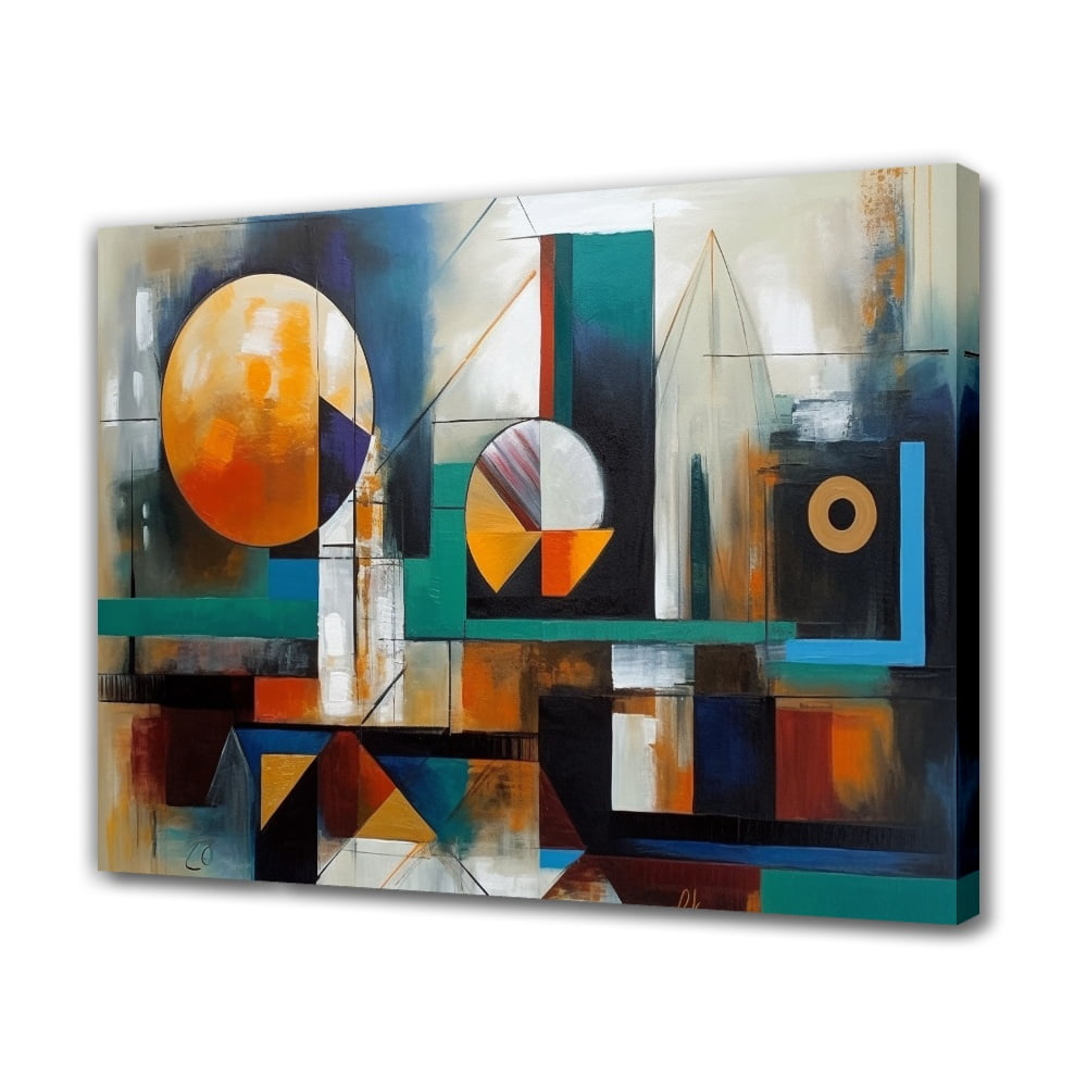 Abstract Artwork Of Circles Rectangles Triangles With Orange Dark Blue ...