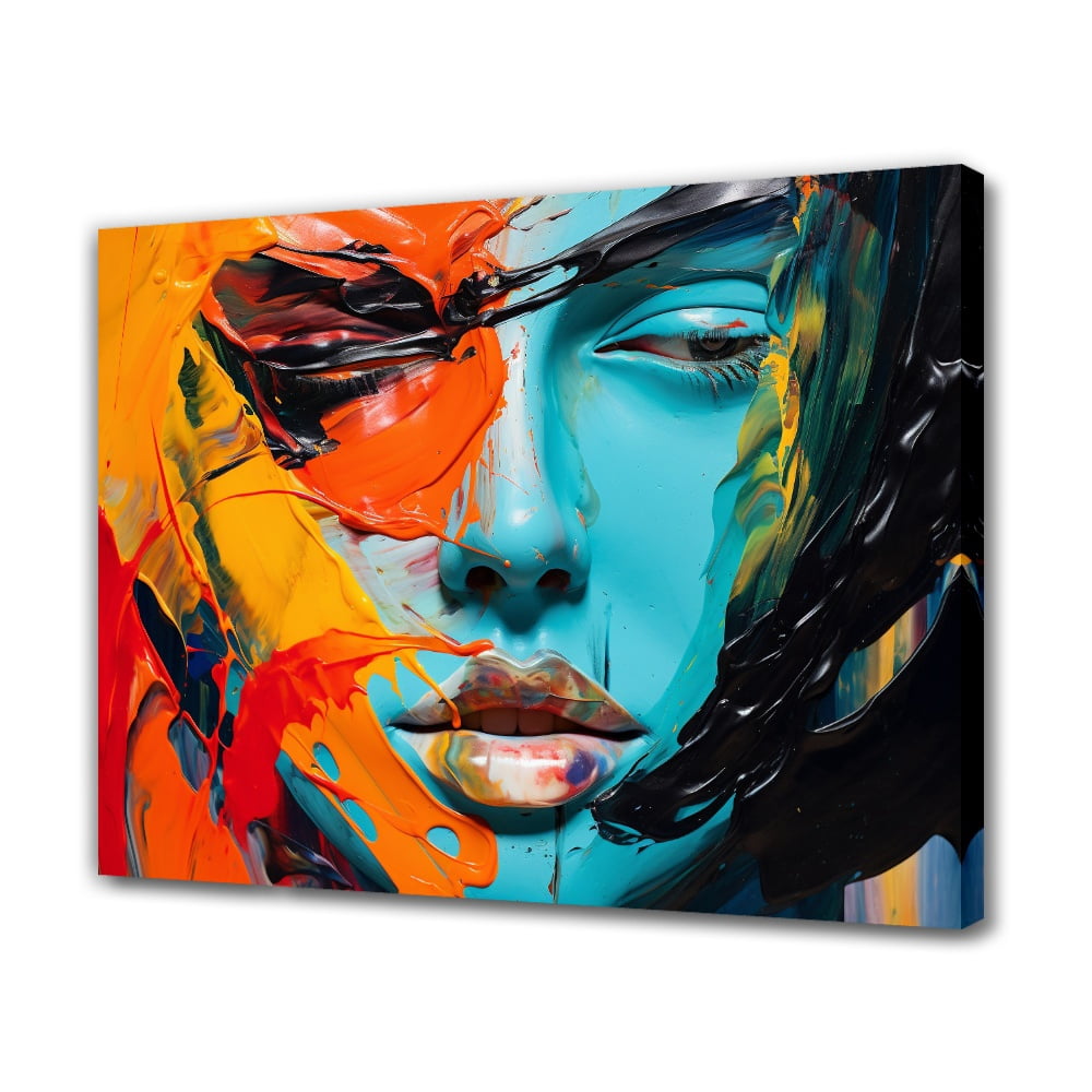 Abstract Artwork Showcases a Vibrant Female Face With Expressive ...