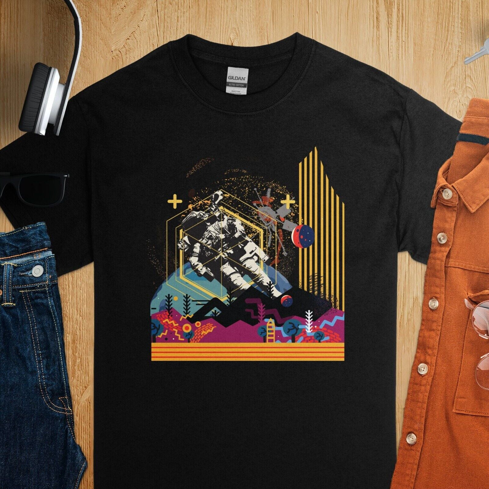 Abstract Astronaut Graphic Tee, Space Explorer T-Shirt, Modern Artistic Apparel, - Walmart.com