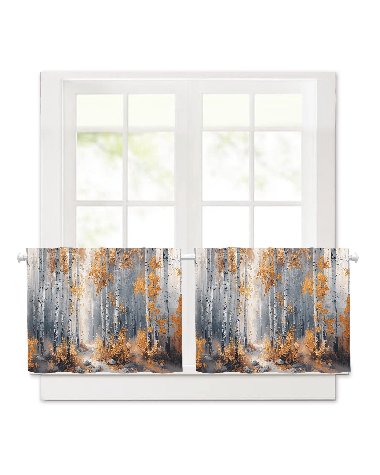 Abstract Autumn Forest Natural Scene Short Blackout Curtains 24 Inch ...