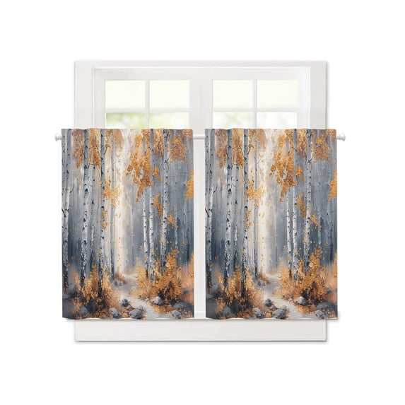 Abstract Autumn Forest Natural Scene Short Blackout Curtains 36 Inch ...