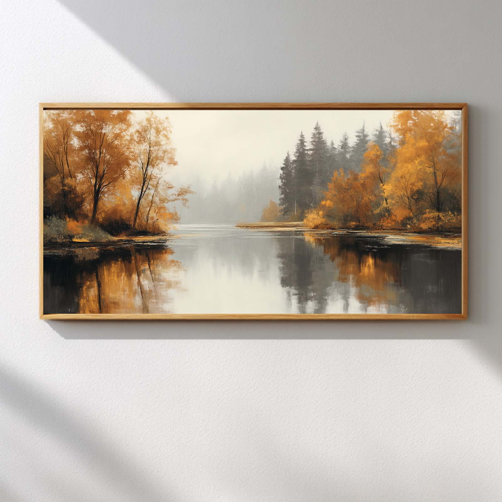 Abstract Autumn Lake Landscape Modern Canvas Paintin Wall Art for ...