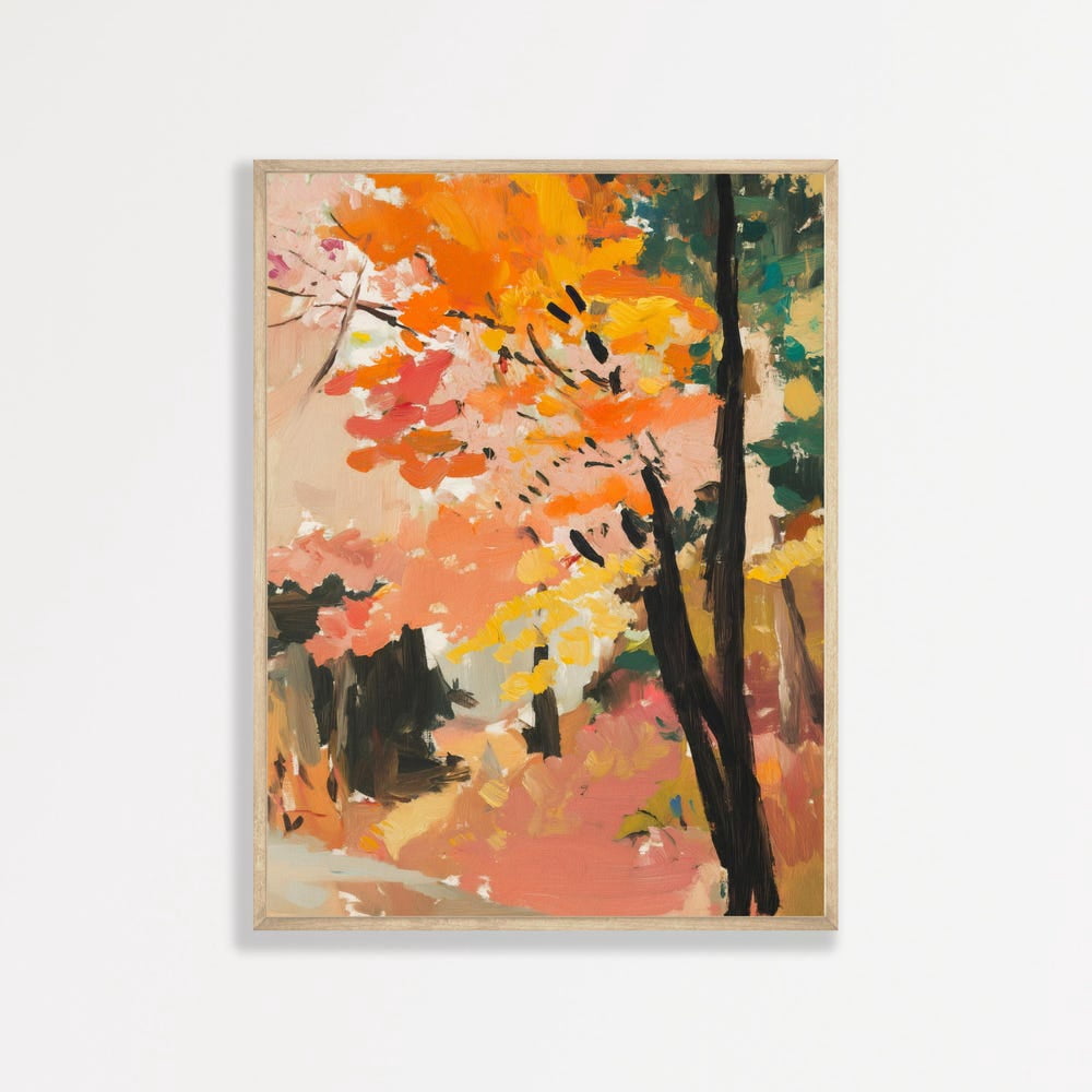 Abstract Autumn Leaves Print Vintage Modern Farmhouse Wall Art Fall ...