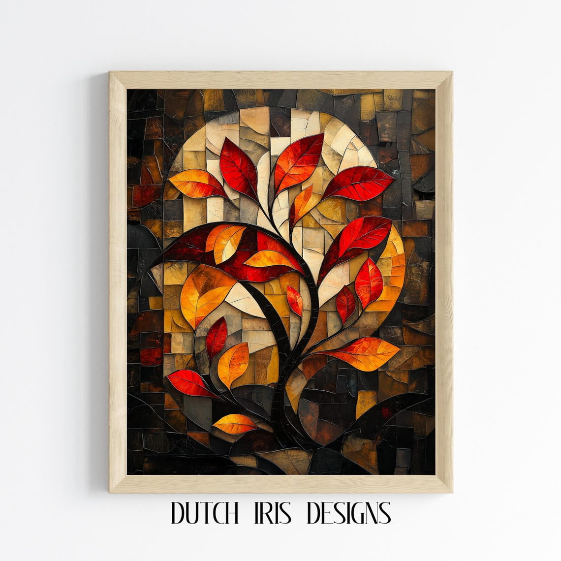 Abstract Autumn Maple Leaves, Cubist Style Fall Wall Art, Rustic Autumn ...