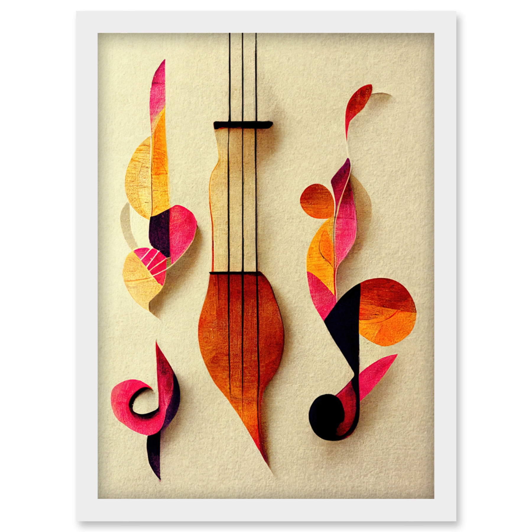 Abstract Autumnal Boho Music Clefs and Lyra Musical in Cream Copper ...