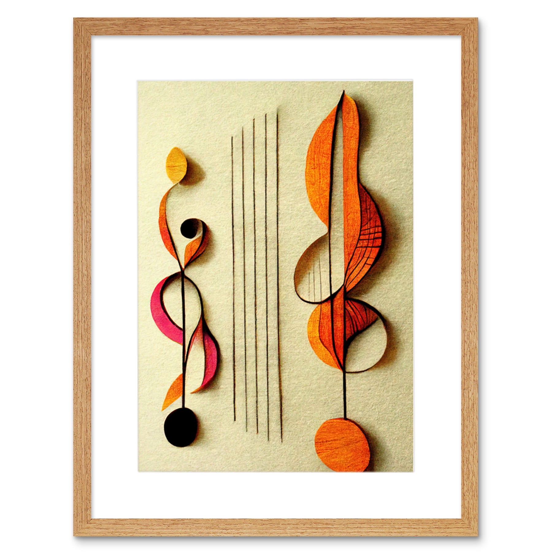 Abstract Autumnal Boho Music Clefs and Staff Musical Cream Copper Pink ...