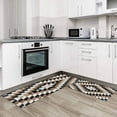 Abstract Aztec 2 Pieces Non-Slip Kitchen Mat Set Brown Geometric ...