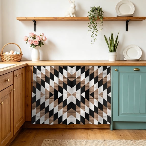 Abstract Aztec Sink Skirt 11"Wx13"L,Dustproof Under Sink Curtain with ...