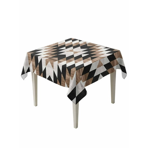 Abstract Aztec Table Cloth, Brown Geometric Farmhouse Southwestern ...