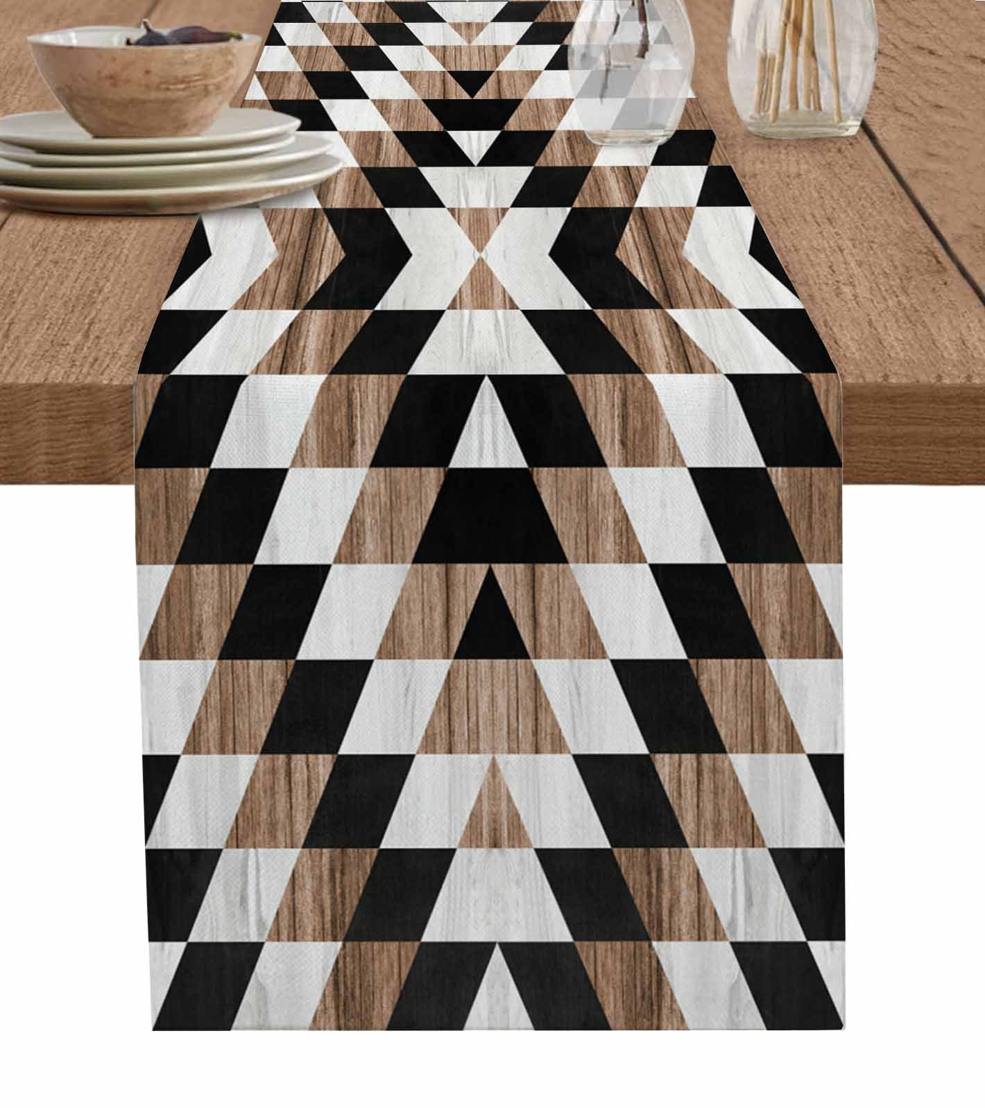 Abstract Aztec Table Runner Brown Geometric Farmhouse Southwestern ...