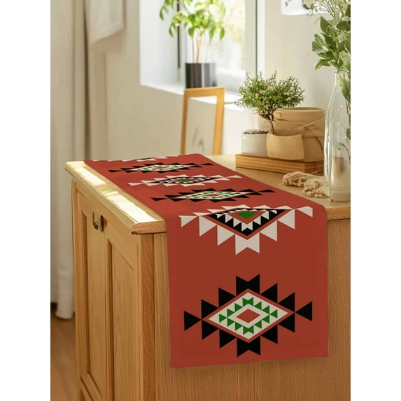 Abstract Aztec Tribal Boho Pattern Table Runner 13x90in Non-Slip Cotton ...