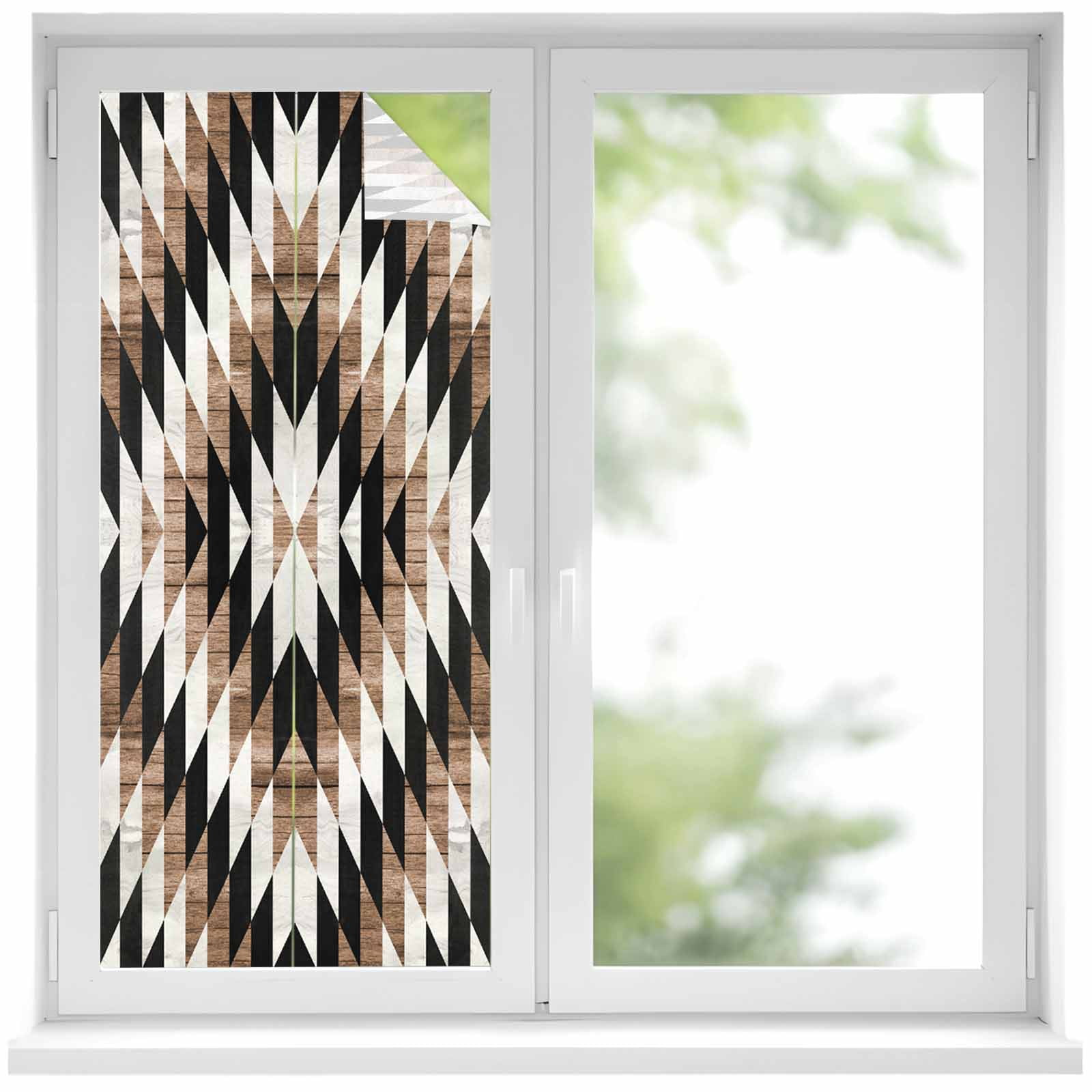 Abstract Aztec Window Privacy Film, Brown Geometric Farmhouse ...