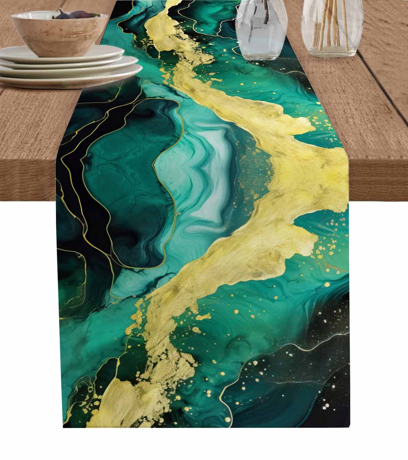 Abstract Background Black Marble Table Runner ration Home r Dinner ...