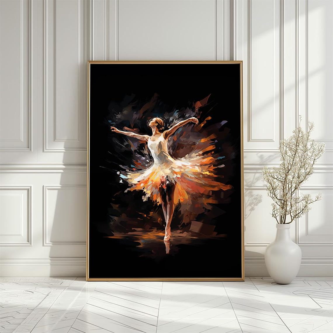 Abstract Ballet Dancer Poster, Elegant Ballerina Performing Art ,, Size ...