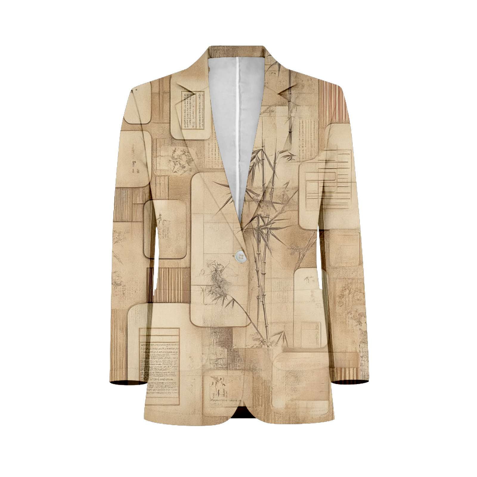 Abstract Bamboo Sepia Collage Customized Men's Suits full man Shawl ...