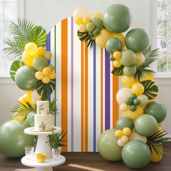 Abstract Basics Pattern Arch Backdrop Cover, 6.6FT, Colorful Stripes ...