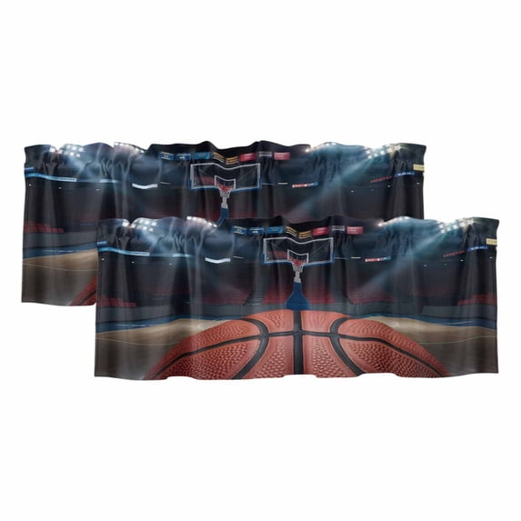 Abstract Basketball 2 Panels Kitchen Valance, Match Stadium Balloon ...