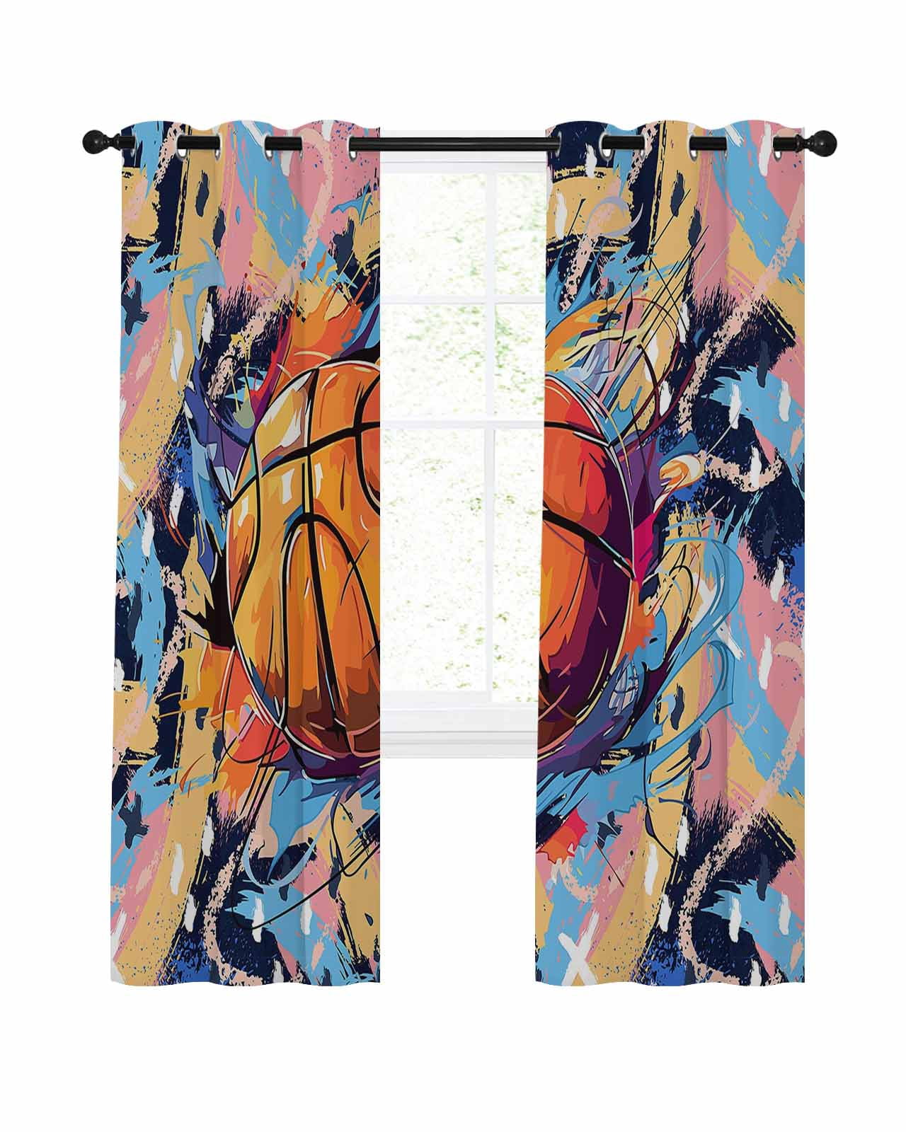 Abstract Basketball, Blackout Curtains 84 Inches Long for Bedroom ...