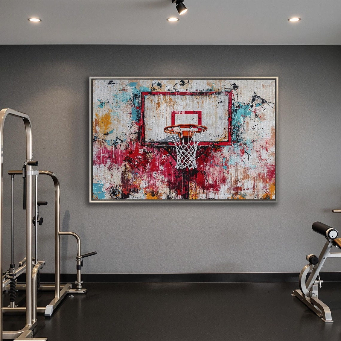 Abstract Basketball Hoop Art Colorful Sports Poster Decor For Living ...