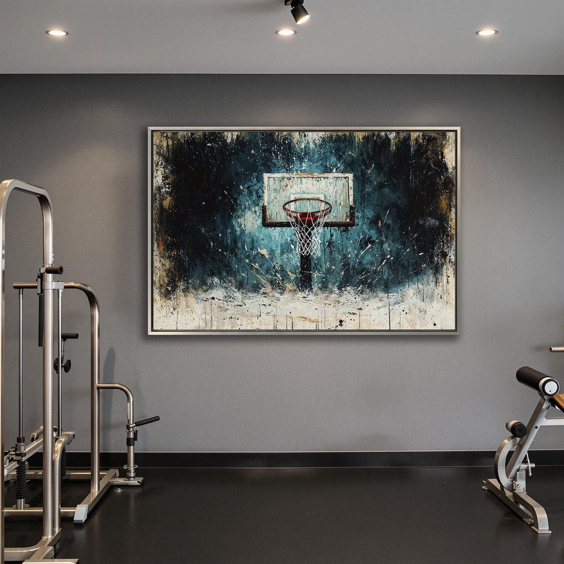 Abstract Basketball Hoop Art, Modern Sports Decor Home Decor UNFRAMED ...