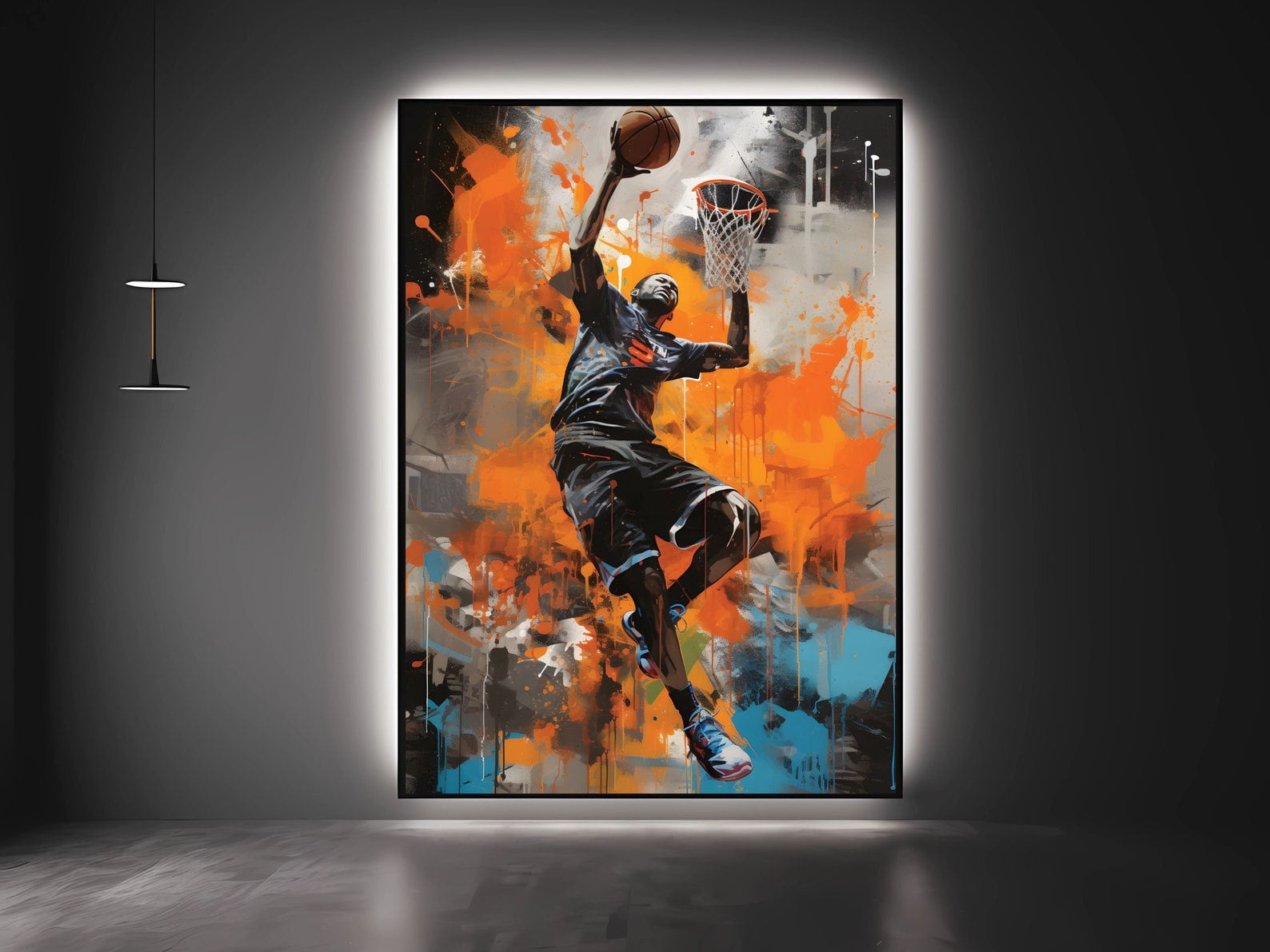 Abstract Basketball Player Dunk Painting, Color Splash Sports Art Size ...