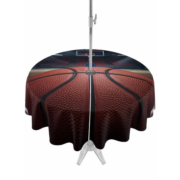 Abstract Basketball Round Outdoor Tablecloth with Umbrella Hole Match ...