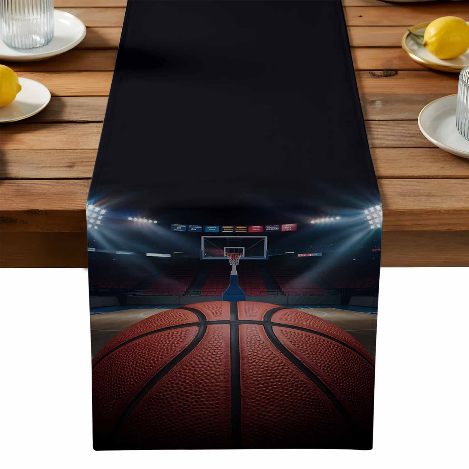 Abstract Basketball Table Runner, Match Stadium Balloon Concentration ...