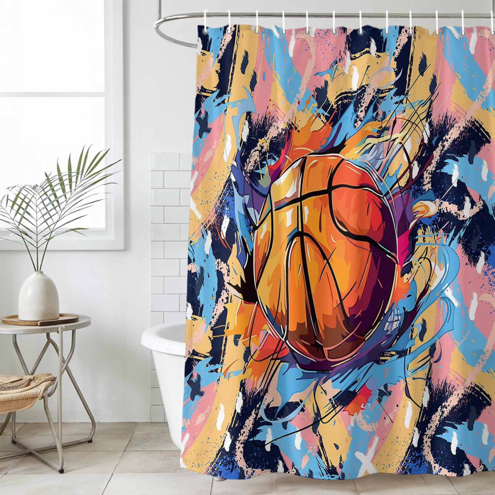 Abstract Basketball,Waterproof Fabric Shower Curtain,Contemporary ...