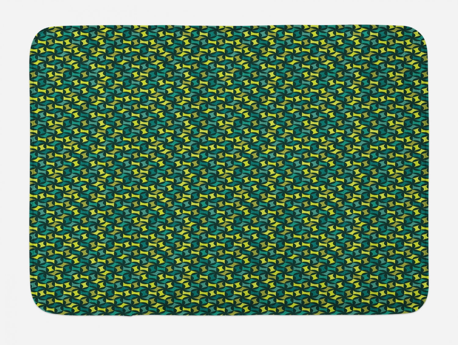 Abstract Bath Mat Geometric Composition Modern Art Inspirations Green Toned Illustration Non