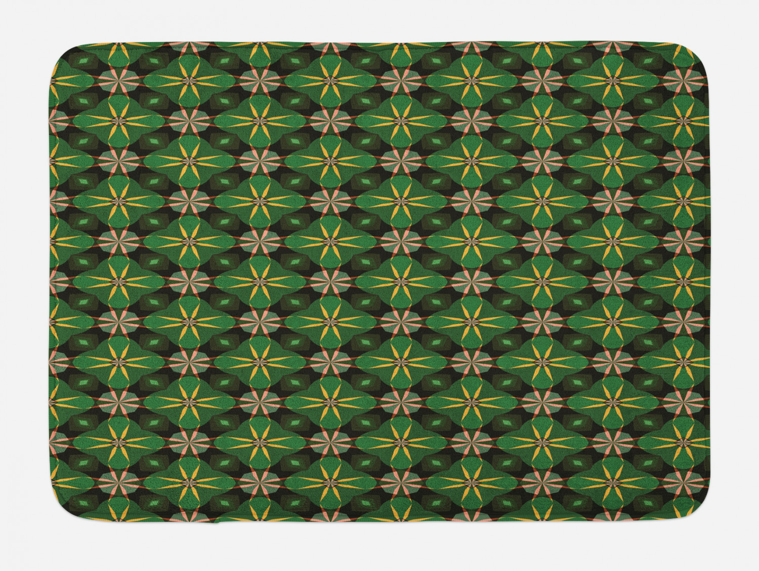 Abstract Bath Mat, Kaleidoscopic Motifs Mosaic Pattern Antique ...