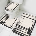 Abstract Bathroom Rugs Set Forest Walking Bear Bird Silhouette Natural ...