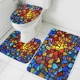 Abstract Bathroom Rugs Set Stained Glass Texture Non Slip Absorbent ...