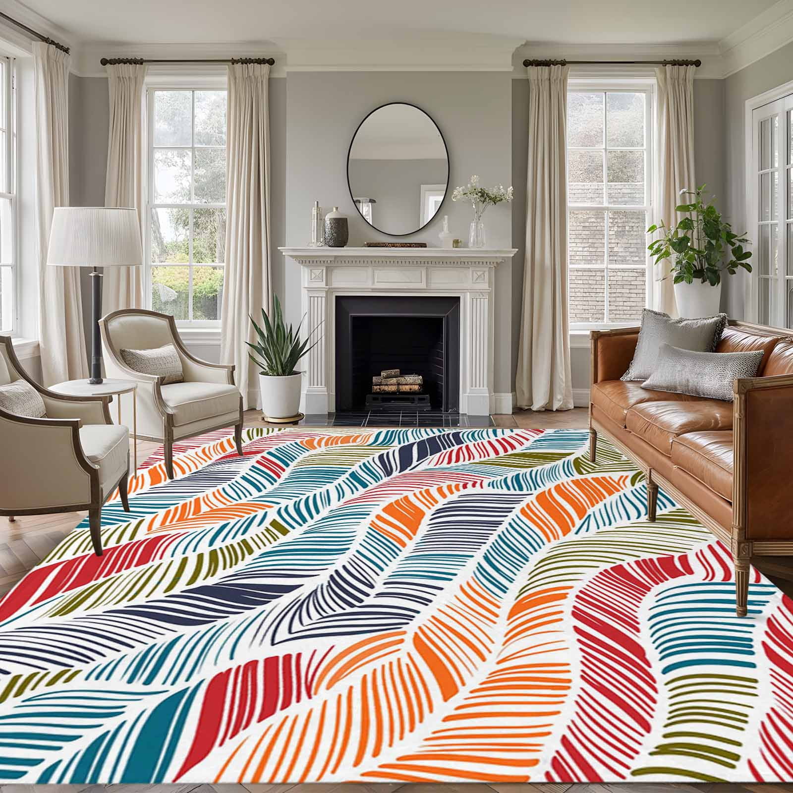 Abstract Beach Area Rug 6x9 Washable Rug Non Slip Summer Colorful ...