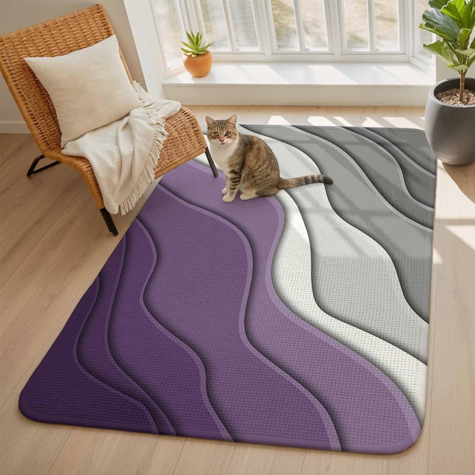 Abstract Beach Area Rugs for Living Room 5x6, Aesthetic Grey to Purple ...