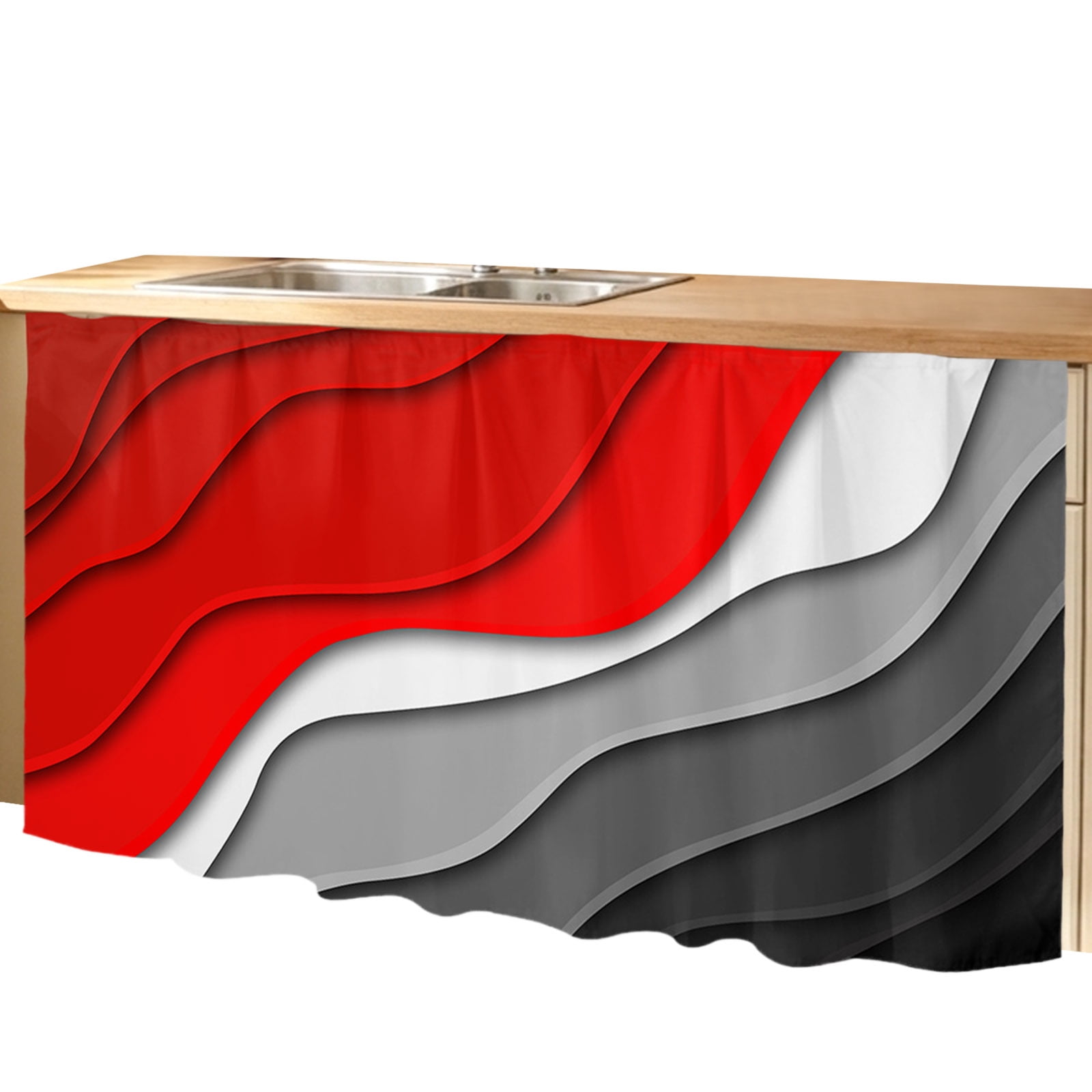 Abstract Beach Cabinet Curtains Aesthetic Grey to Red Gradient Sink ...
